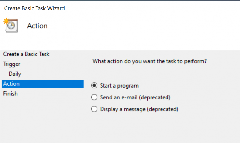 Screenshot: Start a program from Windows Task Scheduler – Automated tasks